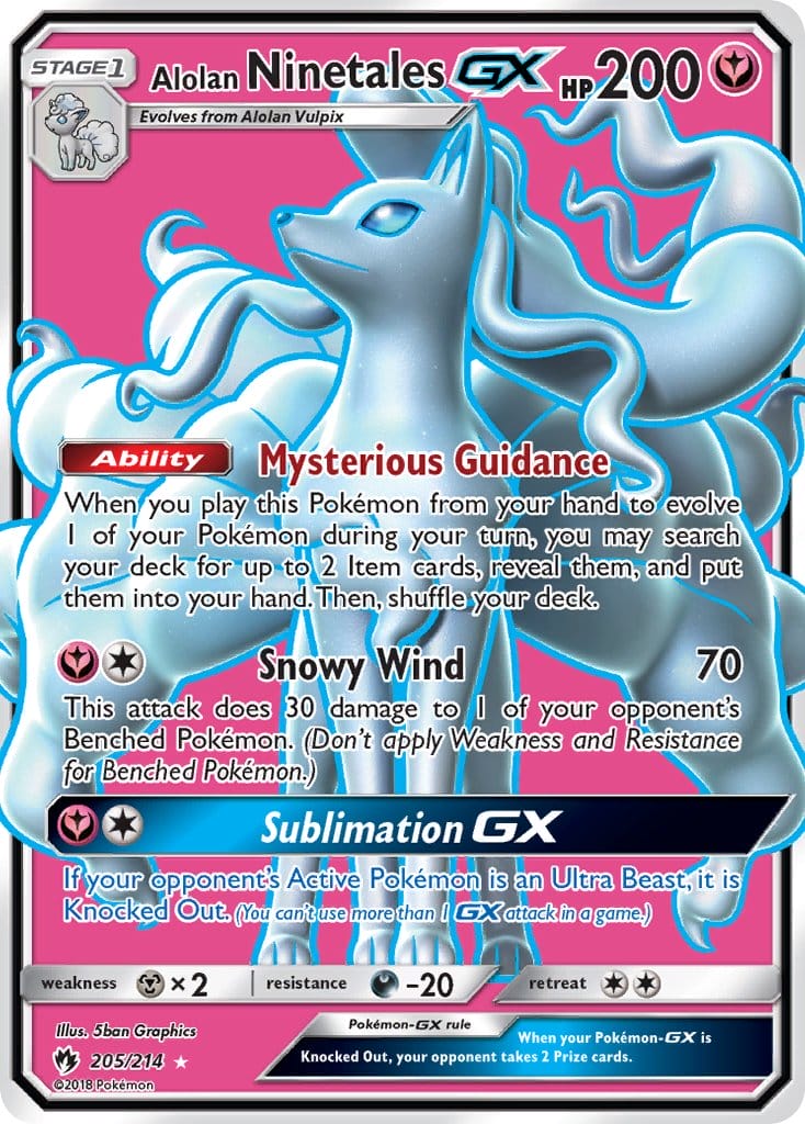 Alolan Ninetales GX – 205/214 – Full Art – Inglés – Huntercard TCG